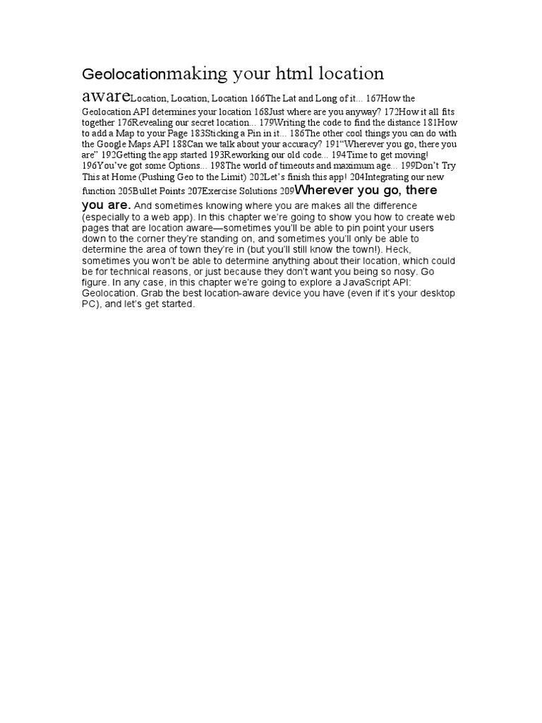 Making Your HTML Location Aware: Geolocation | PDF