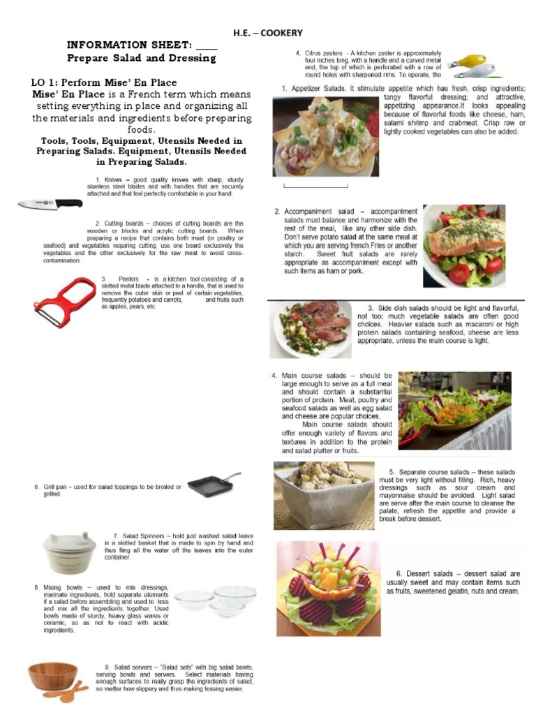 Salad Preparation Guidelines and Types | PDF | Salad | Foods