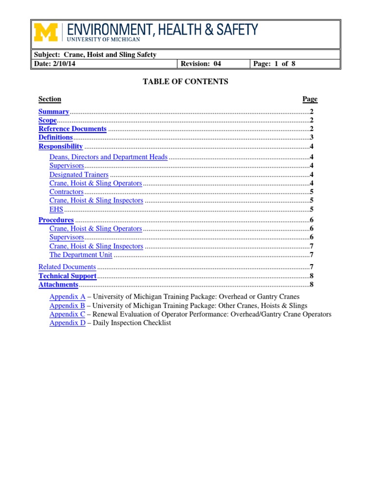 Hoist Safety Inspection Checklist | PDF | Crane (Machine ...
