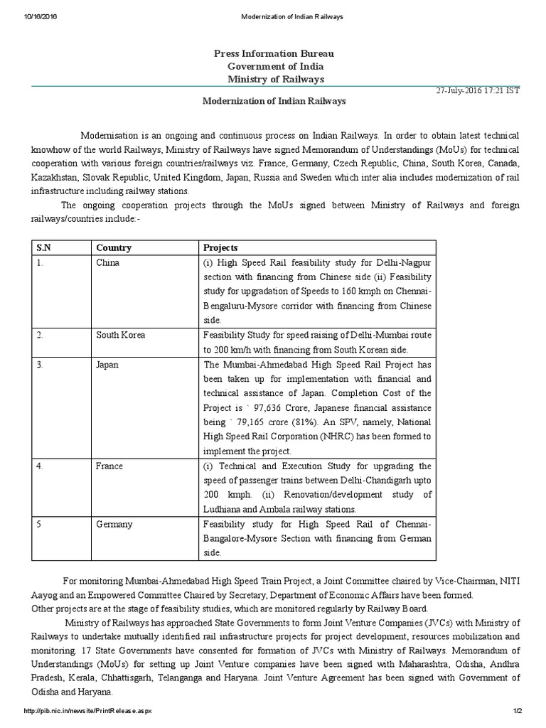 Modernization of Indian Railways | PDF | Rail Transport | High Speed Rail