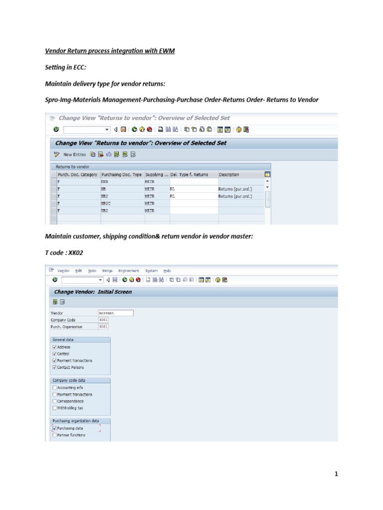 Integrating Vendor Returns Processing Between SAP ECC and EWM Modules ...