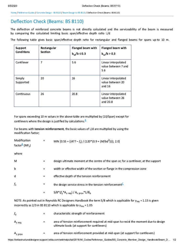 Deflection Check (Beams - BS 8110) | PDF | Science & Mathematics