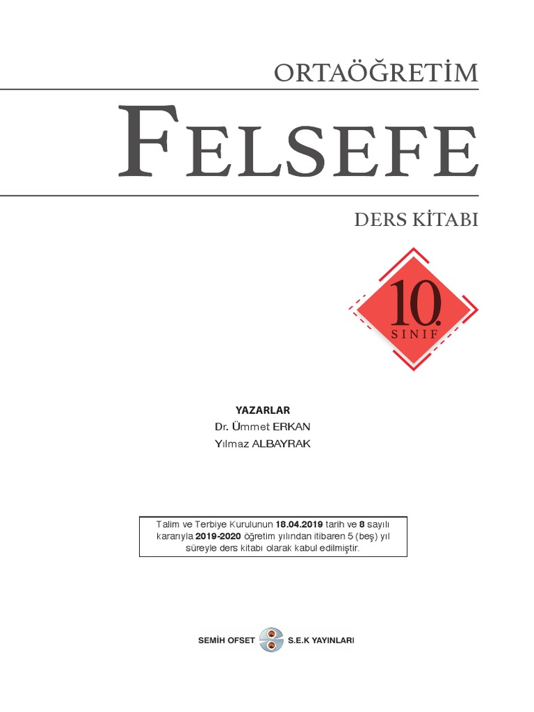 Felsefe 10.sinif Ders Ki̇tabi PDF | PDF