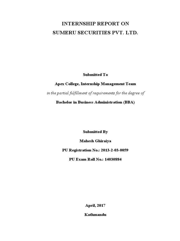Report On Sumeru Securities PVT LTD 2 | PDF | Payments | Market (Economics)