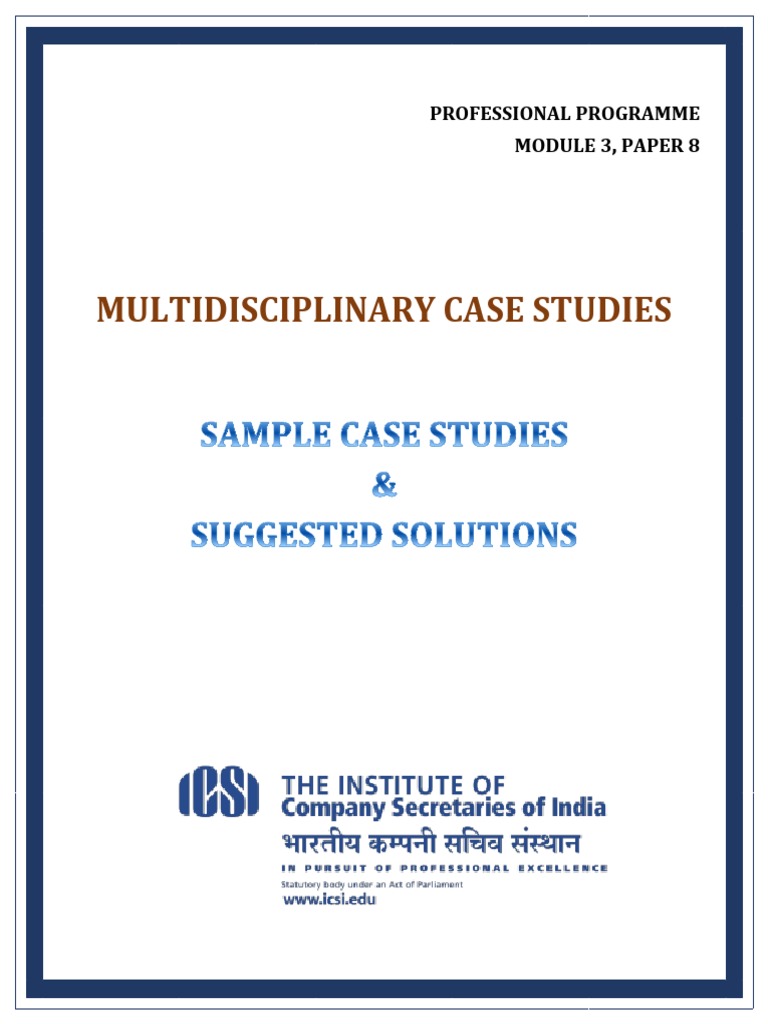Multidisciplinary Case Studies: Professional Programme Module 3, Paper ...