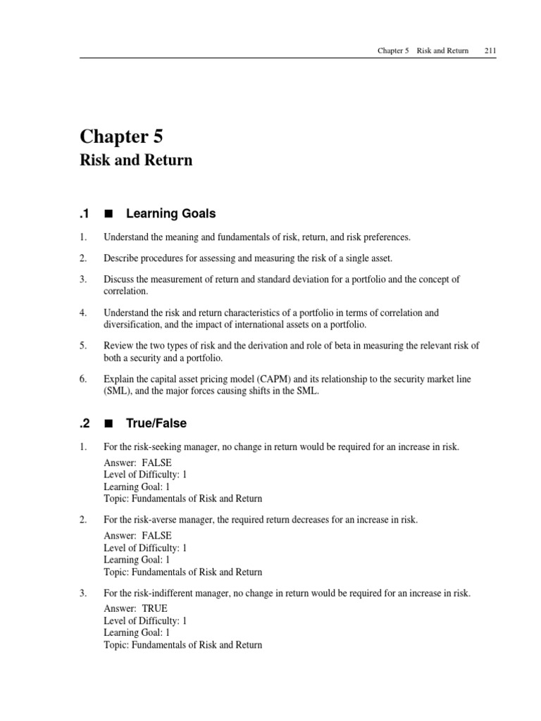 Chapter 5: Risk and Return | PDF | Beta (Finance) | Capital Asset Pricing Model
