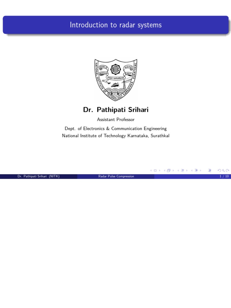 Introduction To Radar Systems: Dr. Pathipati Srihari | PDF | Radar ...