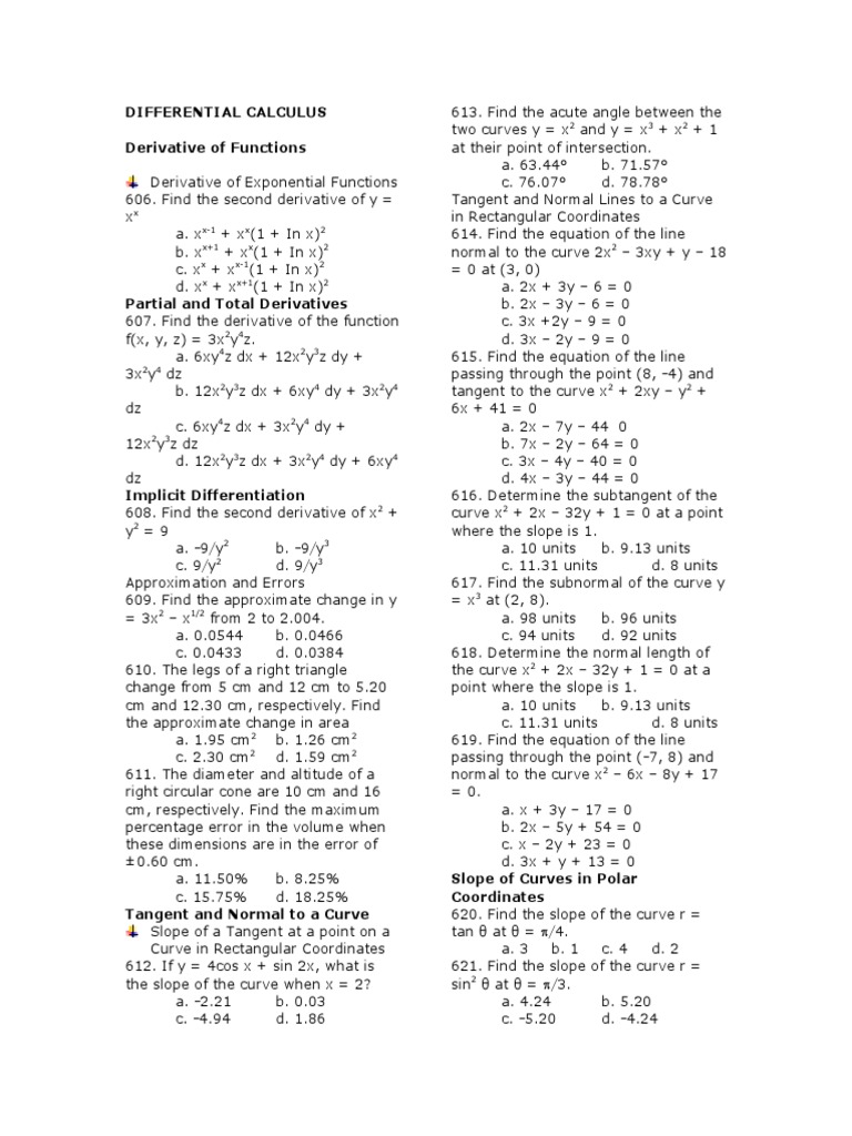 Differential and Integral Calculus | PDF | Tangent | Area