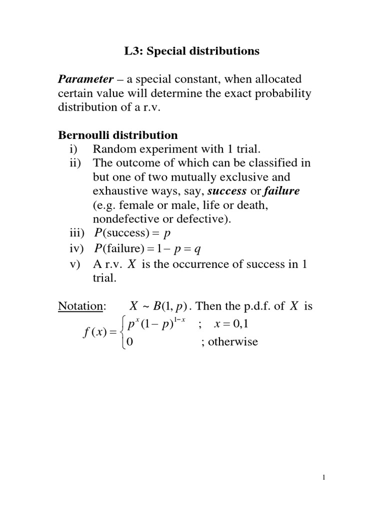 MAT 263 Lecture 3 - Special Discrete Distribution | Download Free PDF ...