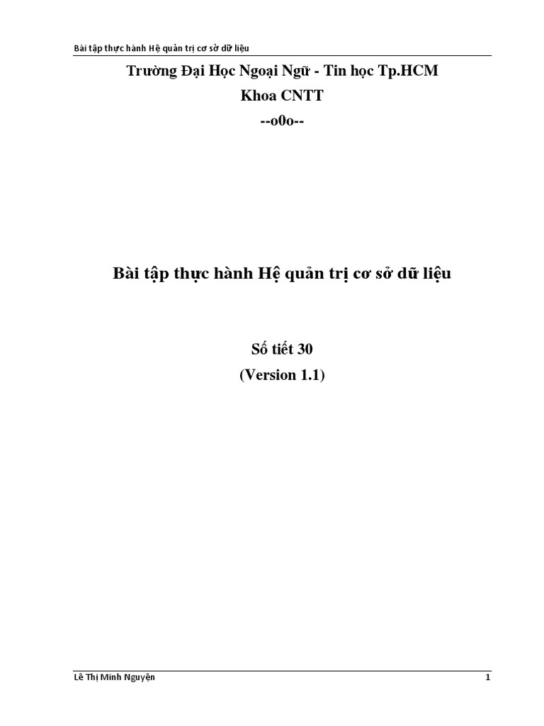 Bai Tap Thuc Hanh He Quan Tri CSDL - Huflit-2019 | PDF