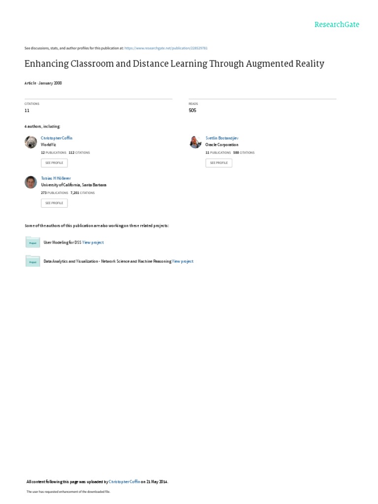 Enhancing Classroom and Distance Learning Through | PDF | Augmented ...