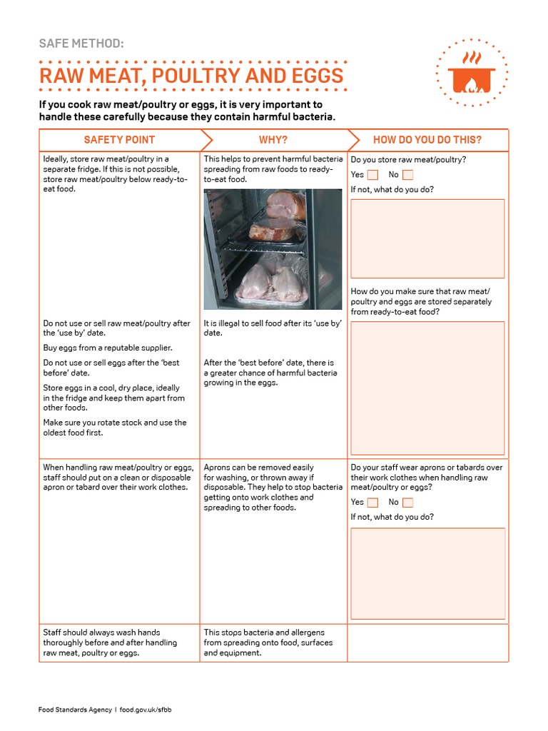 Raw Meat, Poultry and Eggs: Safe Method | PDF | Poultry | Egg As Food