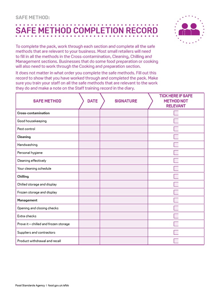 Safe Method Completion Record Guide | PDF | Business | Wellness