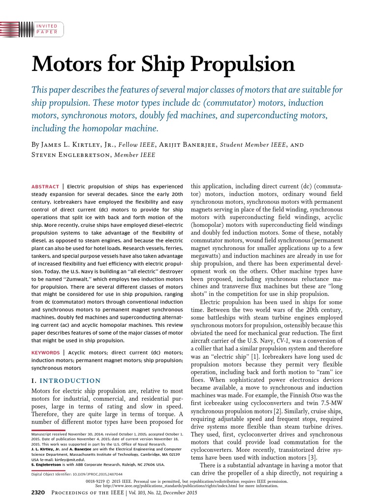 Motors for Electric Ship Propulsion | PDF | Electric Motor | Electrical ...