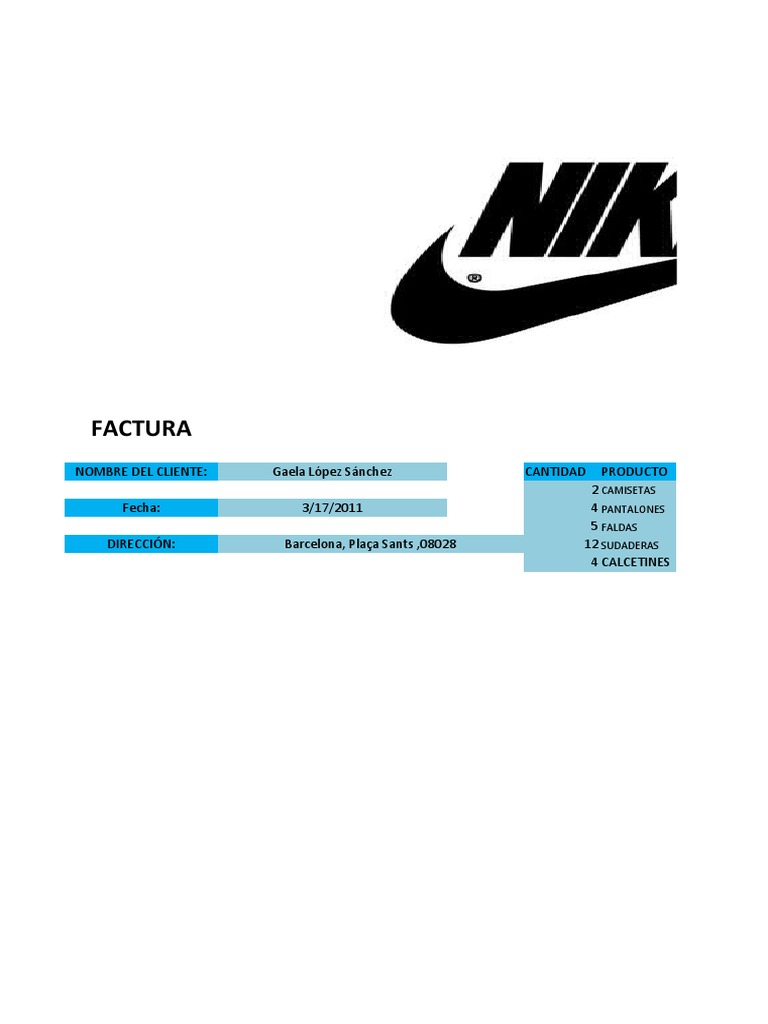 Factura Nike | PDF | Deportes | Entretenimiento (general)