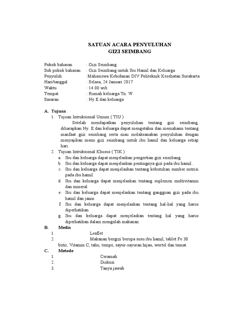 Sap Gizi Seimbang Bumil | PDF