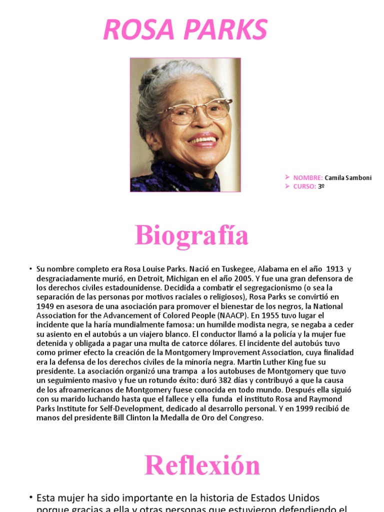 Biografía de Rosa Parks: Activista clave | PDF