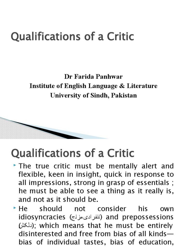 The Ideal Qualities of a Literary Critic: Insight, Knowledge ...