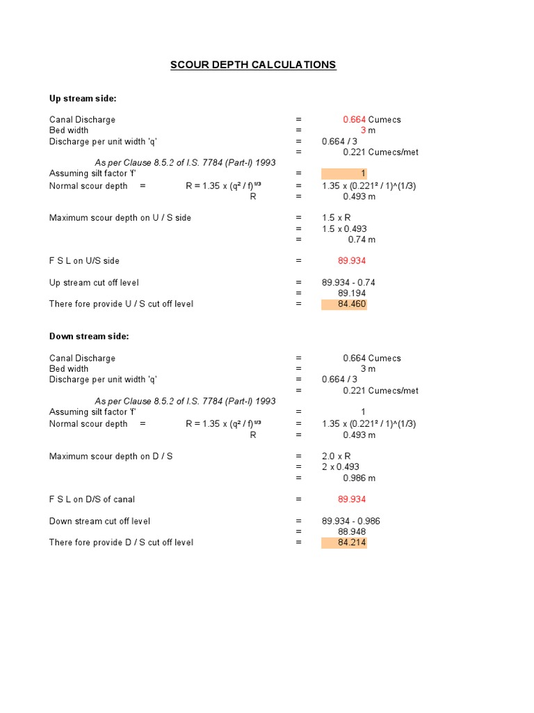 6 Scour Depth Calculations | PDF