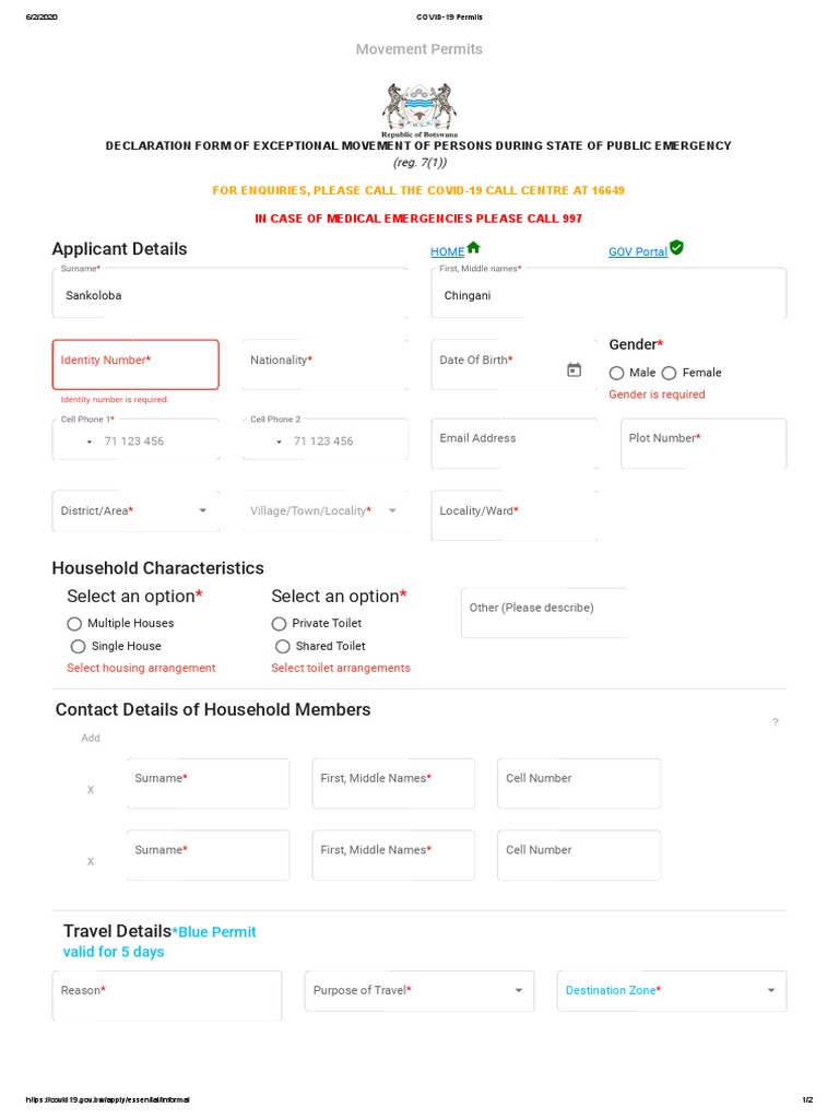 Applicant Details: Movement Permits | PDF | Business