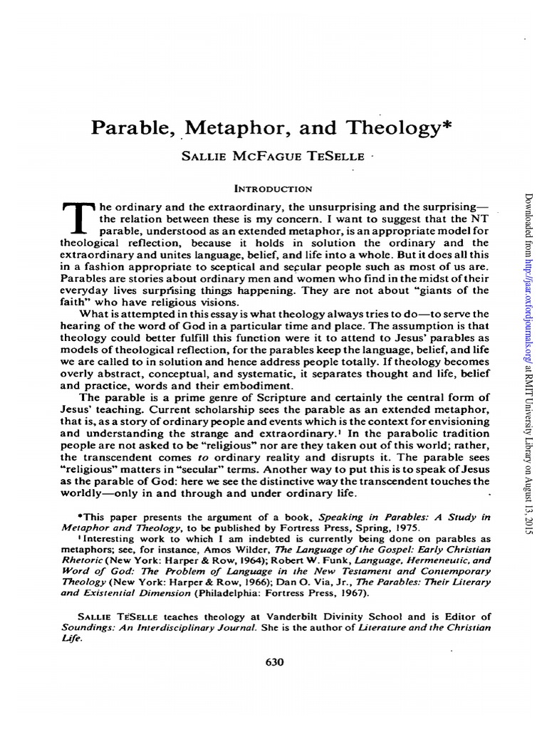 Parable, Metaphor, and Theology | Download Free PDF | Parable | Theology