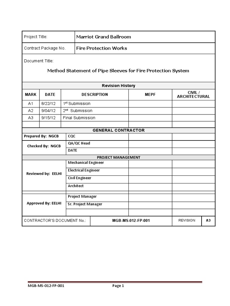Pipe Sleeve Installation Methodology | PDF | Quality Assurance | Plumbing