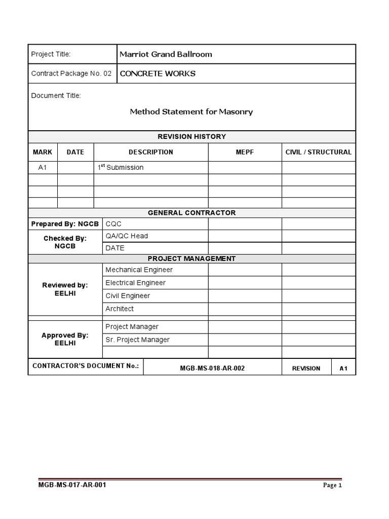 Marriot Grand Ballroom Concrete Works: Project Title: Contract Package ...