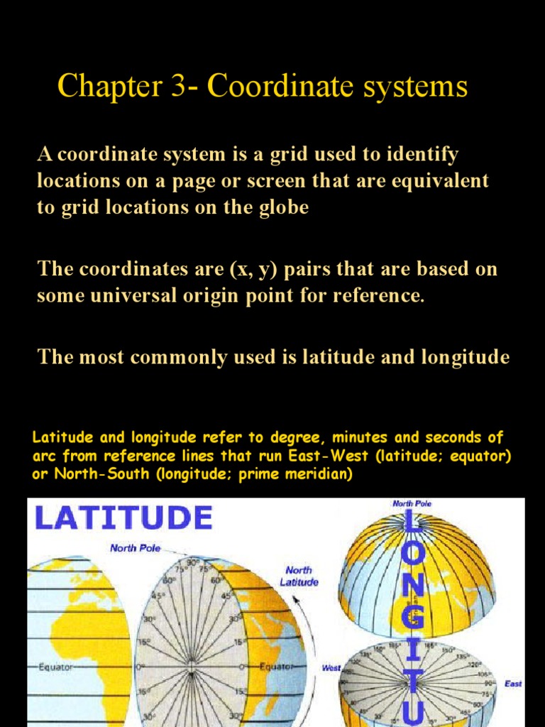 Chapter 3-Coordinate Systems | PDF | Latitude | Longitude
