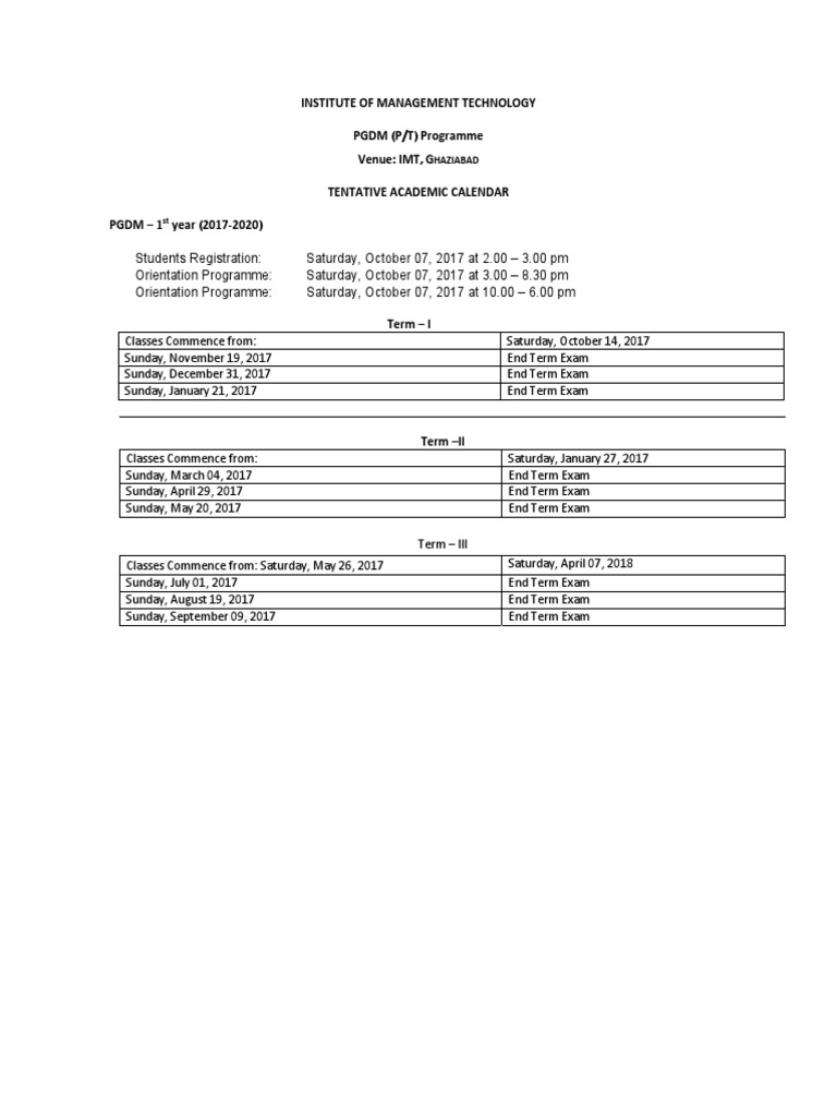 Academic Calendar 2017 20 PDF | PDF | Academia | Schools