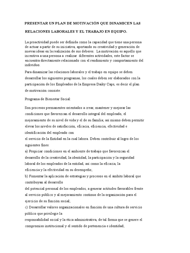 Plan de Motivación para Equipos Laborales | PDF | Motivación | Motivacional