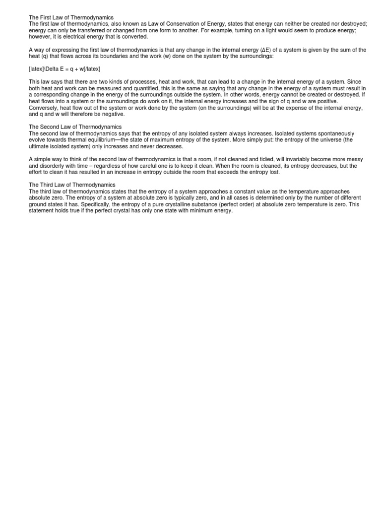 Laws - of Thermodynamics - Notes | PDF | Laws Of Thermodynamics | Entropy