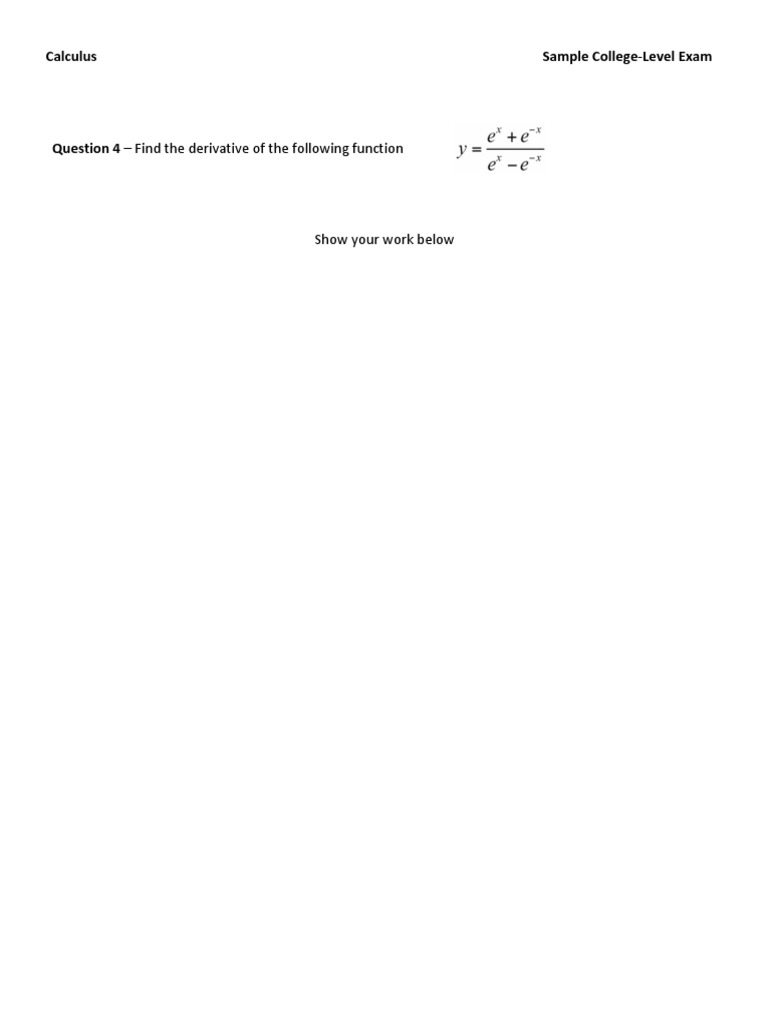 Calculus - Sample College Final Exam P4 | PDF