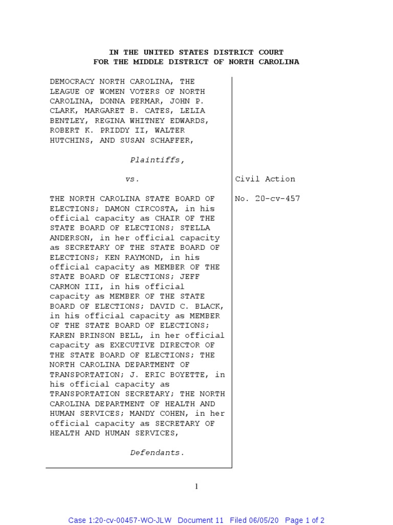 DemNC V NCSBE ECF 11 PDF | PDF