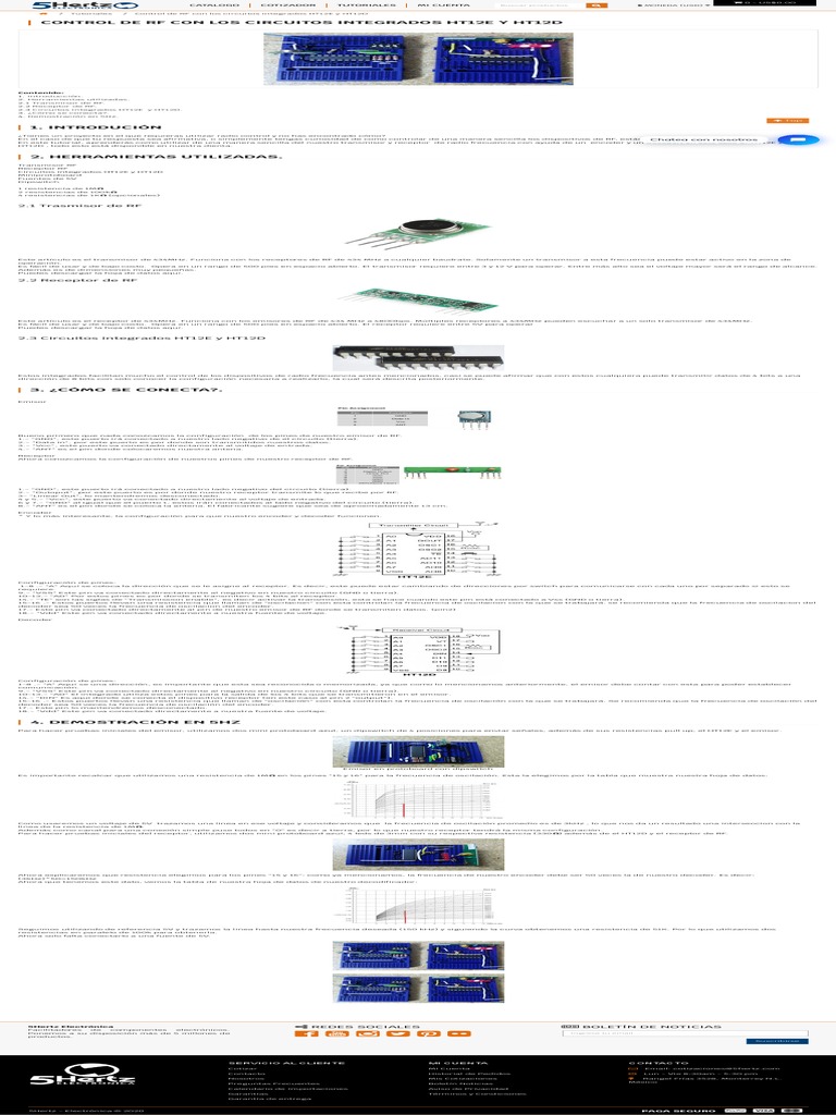 Control de RF Con Los Circuitos Integrados HT12E y HT12D PDF | PDF | Transmisor | Oscilación