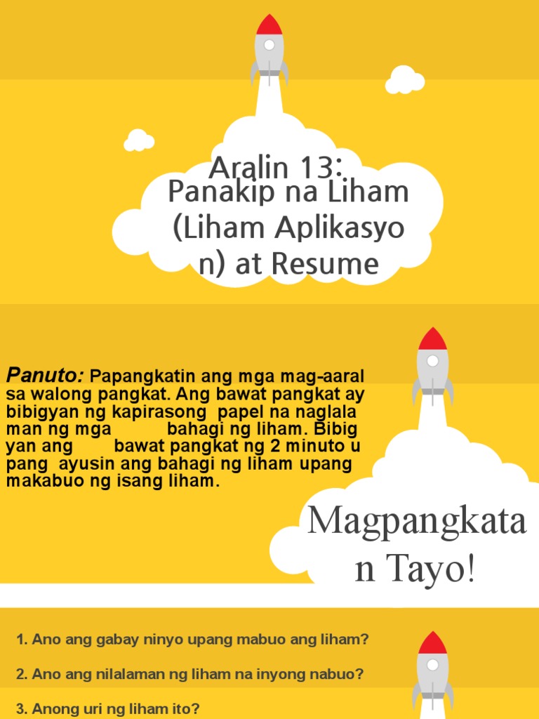 Linggo 13 - Panakip Na Liham at Resume | PDF