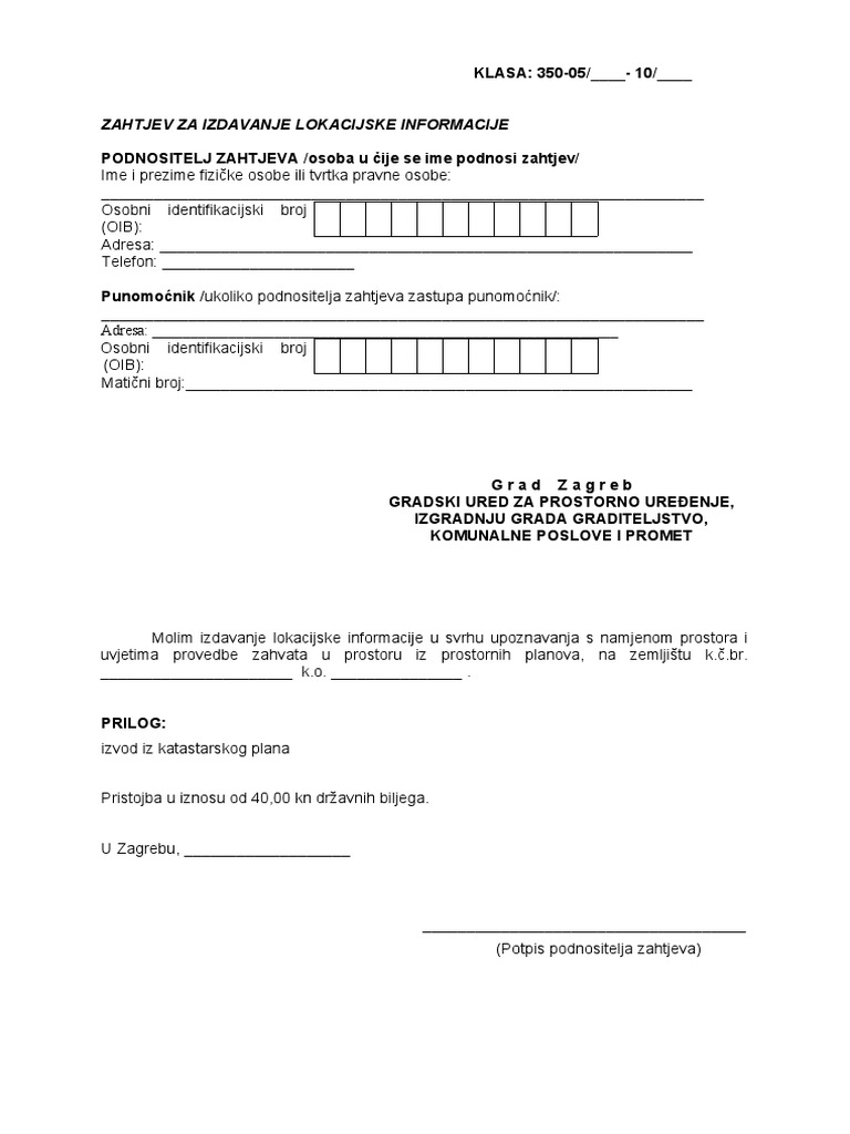 Obrazac Lokacijska Informacija | PDF