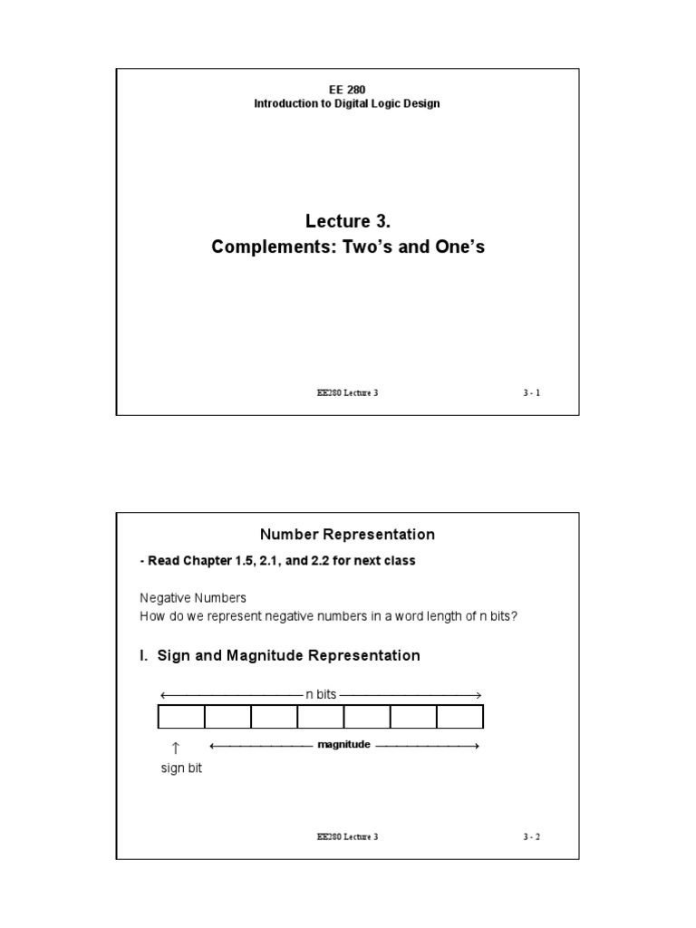 Complements: Two's and One's: Number Representation | PDF | Mathematical Notation | Mathematical ...
