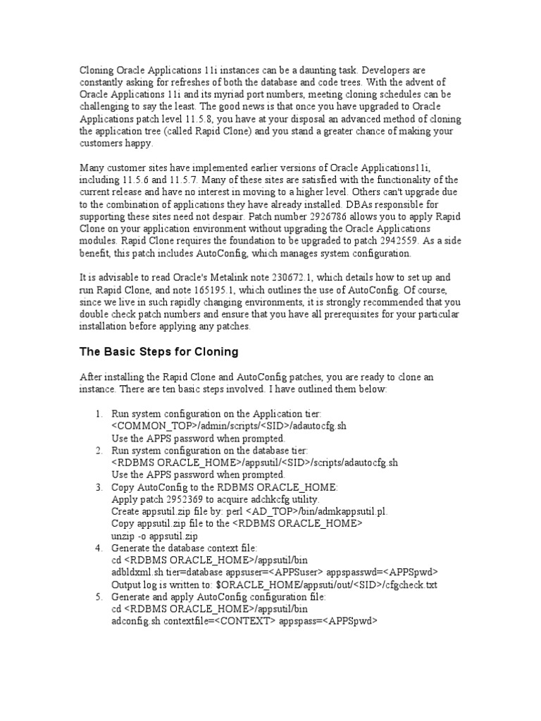 Cloning Oracle Applications 11i Pdf Oracle Database Databases