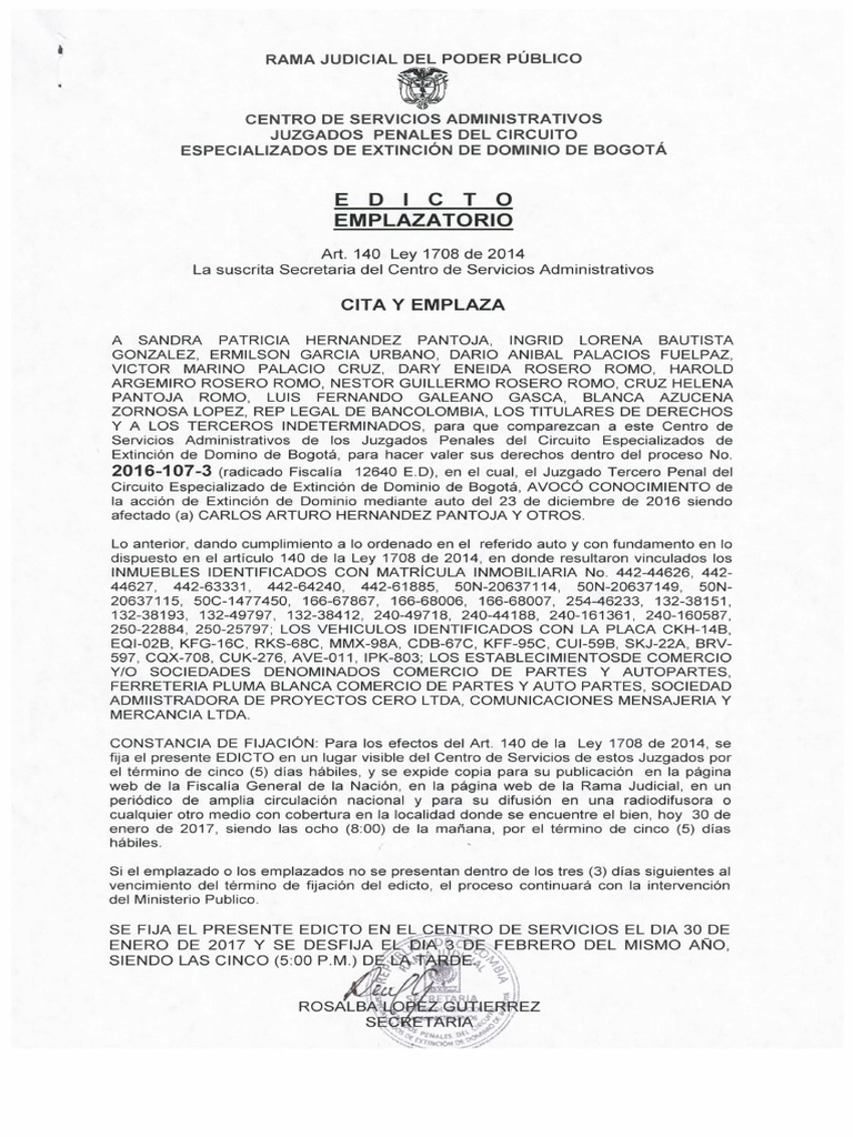 2016 107 3 Edicto Emplazatorio PDF | PDF