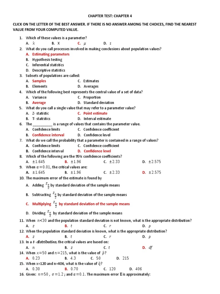 Statistics 11 Chapter 4 Summative | PDF | Confidence Interval ...