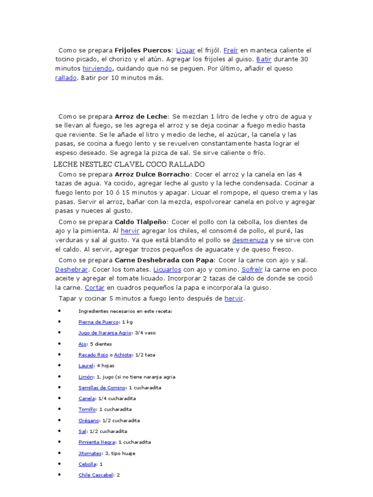 Como Se Prepara Frijoles Puercos | PDF | Salsa | Sopa de pollo