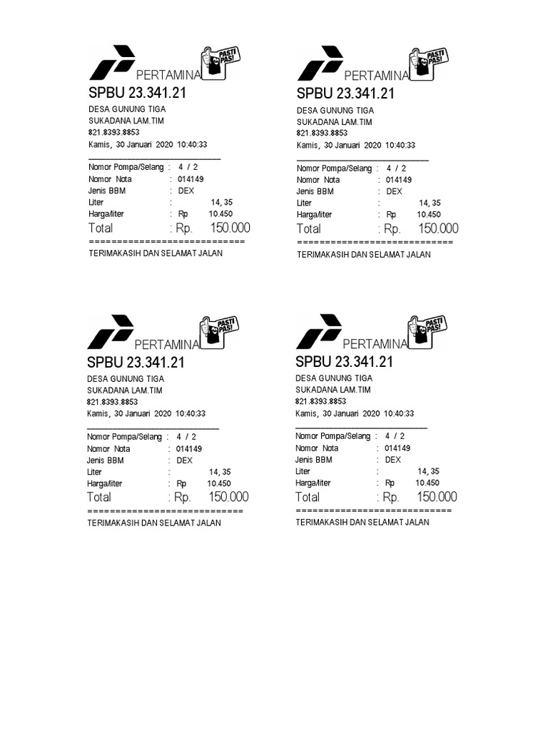 Format Struk SPBU | PDF