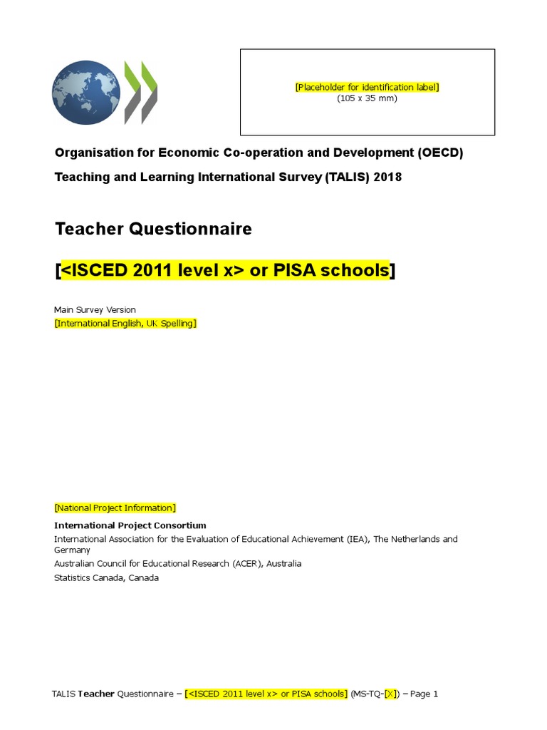Teacher Questionnaire ( or PISA Schools) | PDF | Teachers | Educational Technology