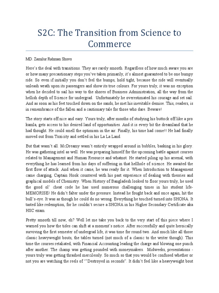 The Transition From Science To Commerce | PDF | Sports