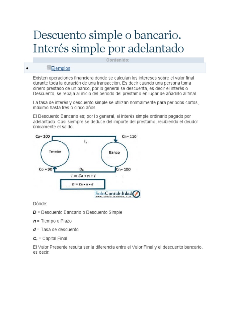 Descuento Simple o Bancario | PDF | Bancos | Interés