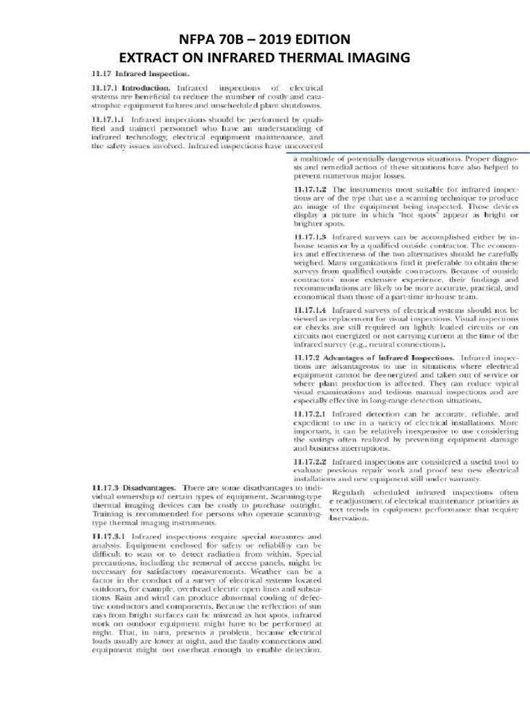 NFPA 70B 2019 - IR Requirements | PDF