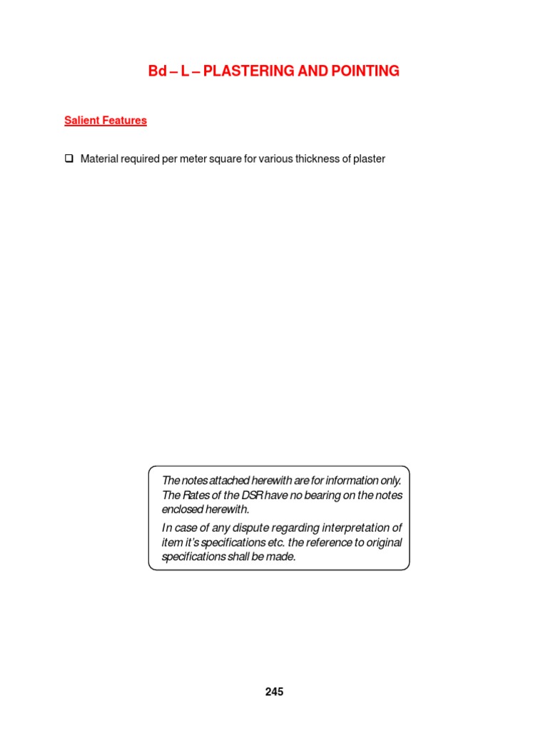 Plastering Material Requirements Guide | PDF