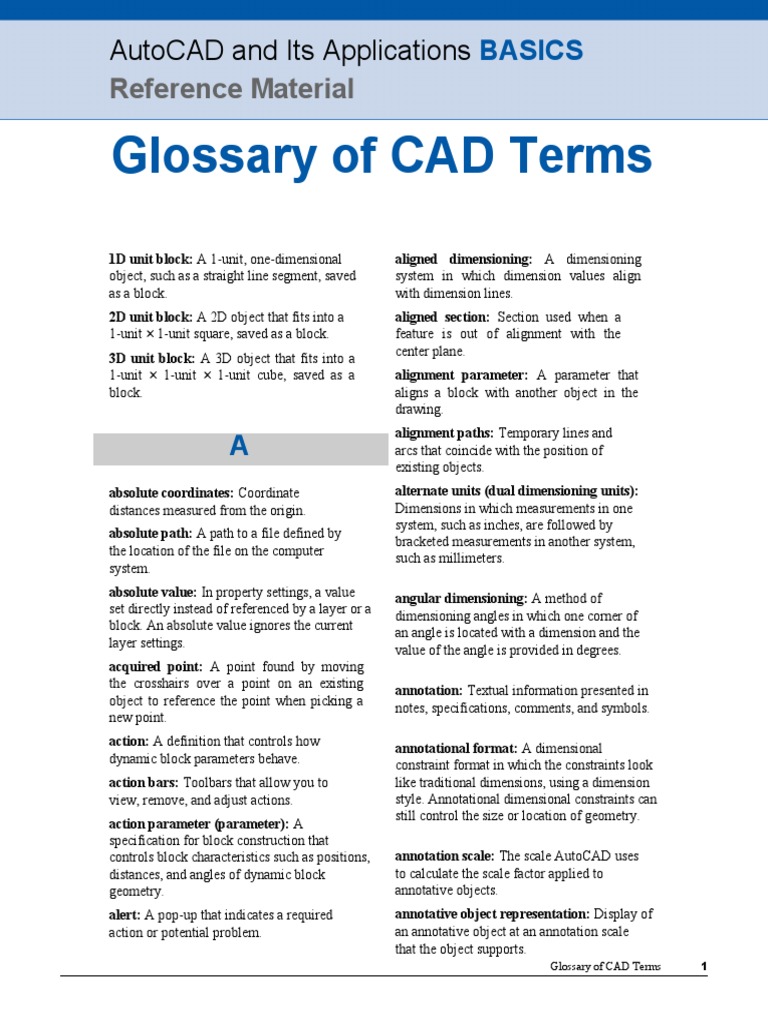 GLOSSARY CAD Terms | Download Free PDF | Circle | Cartesian Coordinate ...