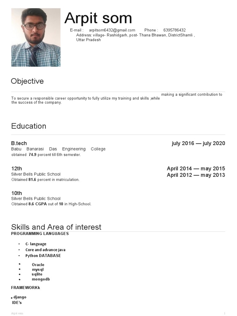 Arpit Som: Objective | PDF | Software Engineering | Software Development