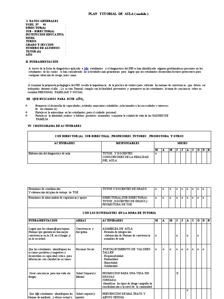 Modelo de Plan de Toe-Imprimir | PDF | Abuso infantil | Salón de clases